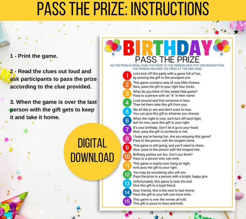 Birthday Pass the Prize Games, Pass the Prize Birthday Games, Birthday ...