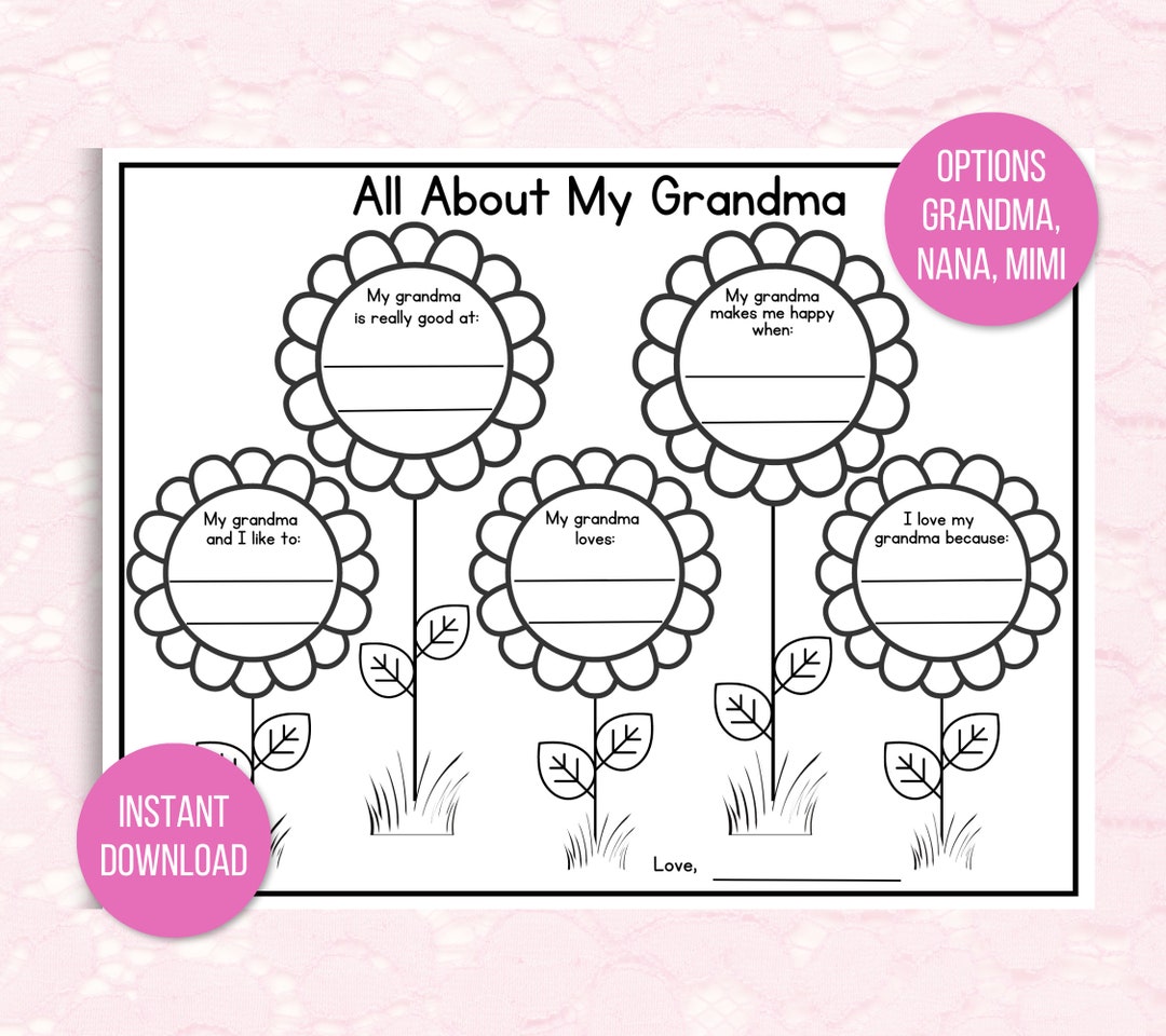 All About My Grandma Fill in the Blanks Questionnaire, Mother's Day ...