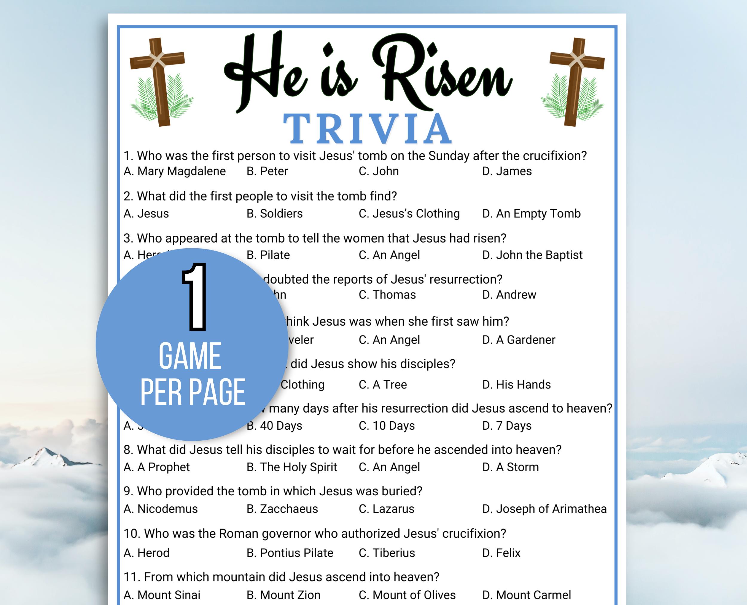 Easter Bible Trivia, Resurrection Trivia, He is Risen Trivia, Religious ...