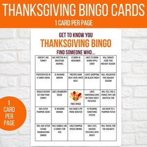 Thanksgiving Get to Know You Bingo Find Someone Who Bingo - Etsy