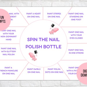Spin the Nail Polish Bottle Printable Game, Girls Party Game, Spa Party ...