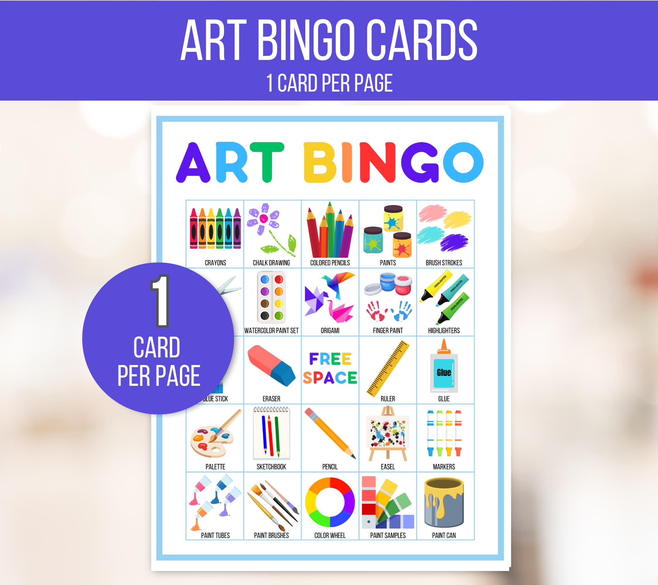 Art Bingo, 30 Printable Art Bingo Cards, Art Game, Art Party Game, Art ...