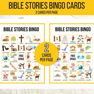Bible Bingo, Bible Stories Bingo, 40 Bible Bingo Cards, Bible Activity ...