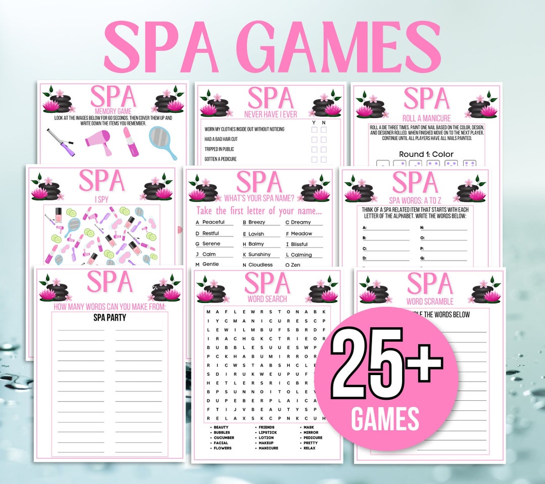 Spa Party Games Printable, Spa Party Activities, Girls Spa Party Games ...