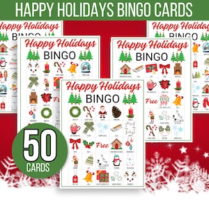 Holiday Bingo, 50 Holiday Bingo Cards, Holiday Activity, Kids Holiday ...