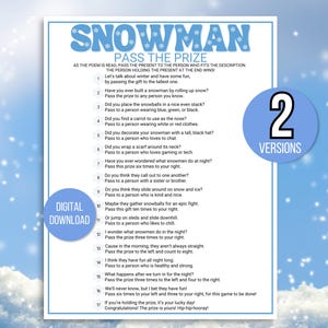 Snowman Pass the Prize Game, Winter Pass the Present Game, Christmas ...