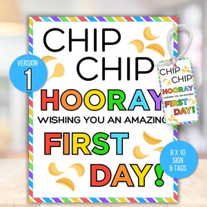 Chip Chip Hooray First Day Sign, Chip Chip Hooray First Day Tags, Back ...