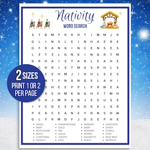 Nativity Word Search, Fun Nativity Game, Printable Nativity Game ...