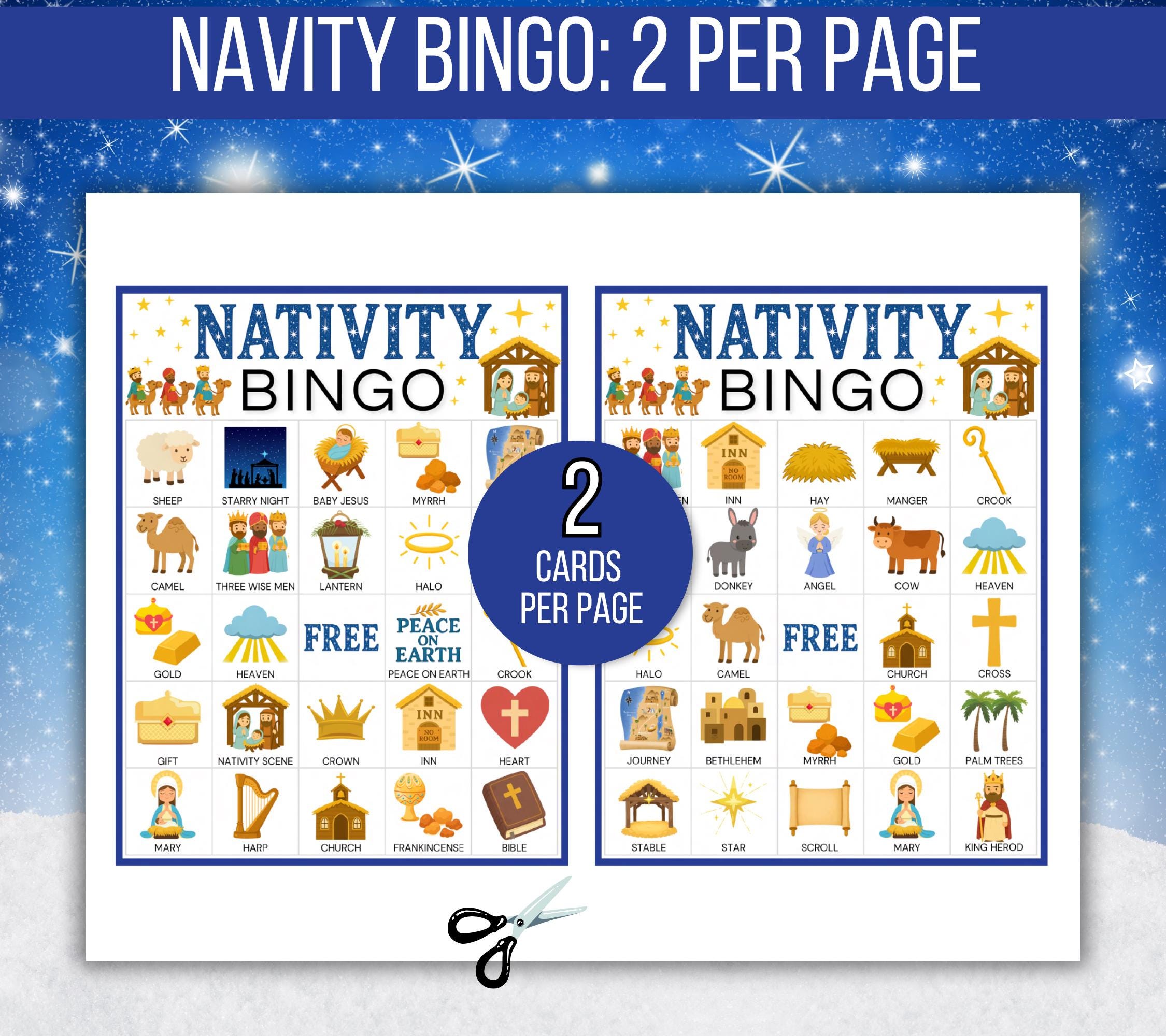 Nativity Bingo, 50 Nativity Bingo Cards, Christmas Bingo, Christmas ...