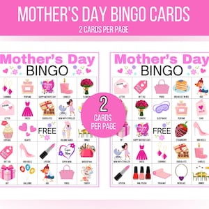 Printable Mother's Day Bingo, 60 Mother's Day Bingo Cards, Mother's Day ...