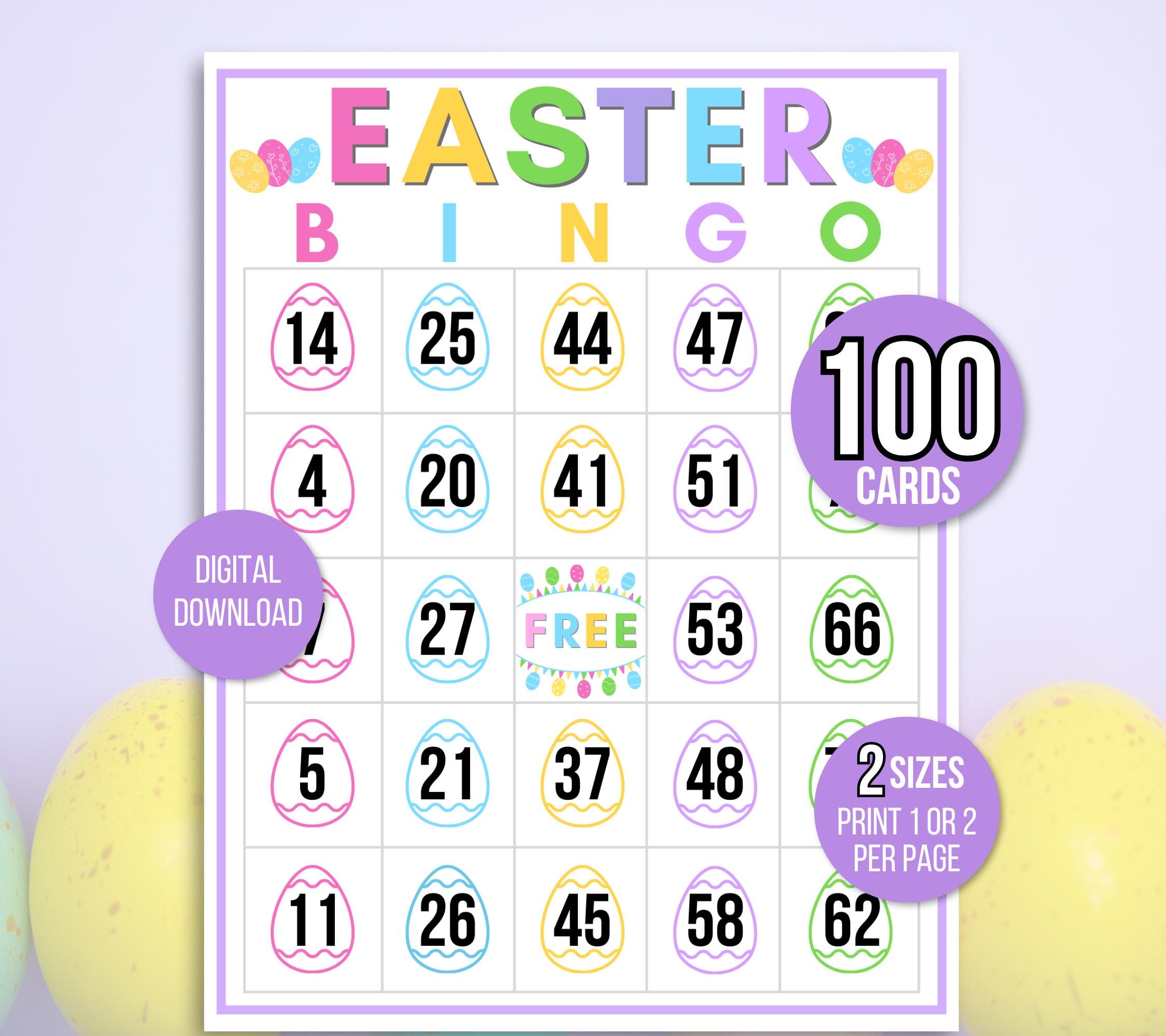 Easter Bingo, 100 Easter Bingo Cards, Printable Easter Activity for ...