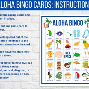 Aloha Bingo, Luau Bingo, Hawaiian Bingo, 30 Printable Luau Bingo Cards ...