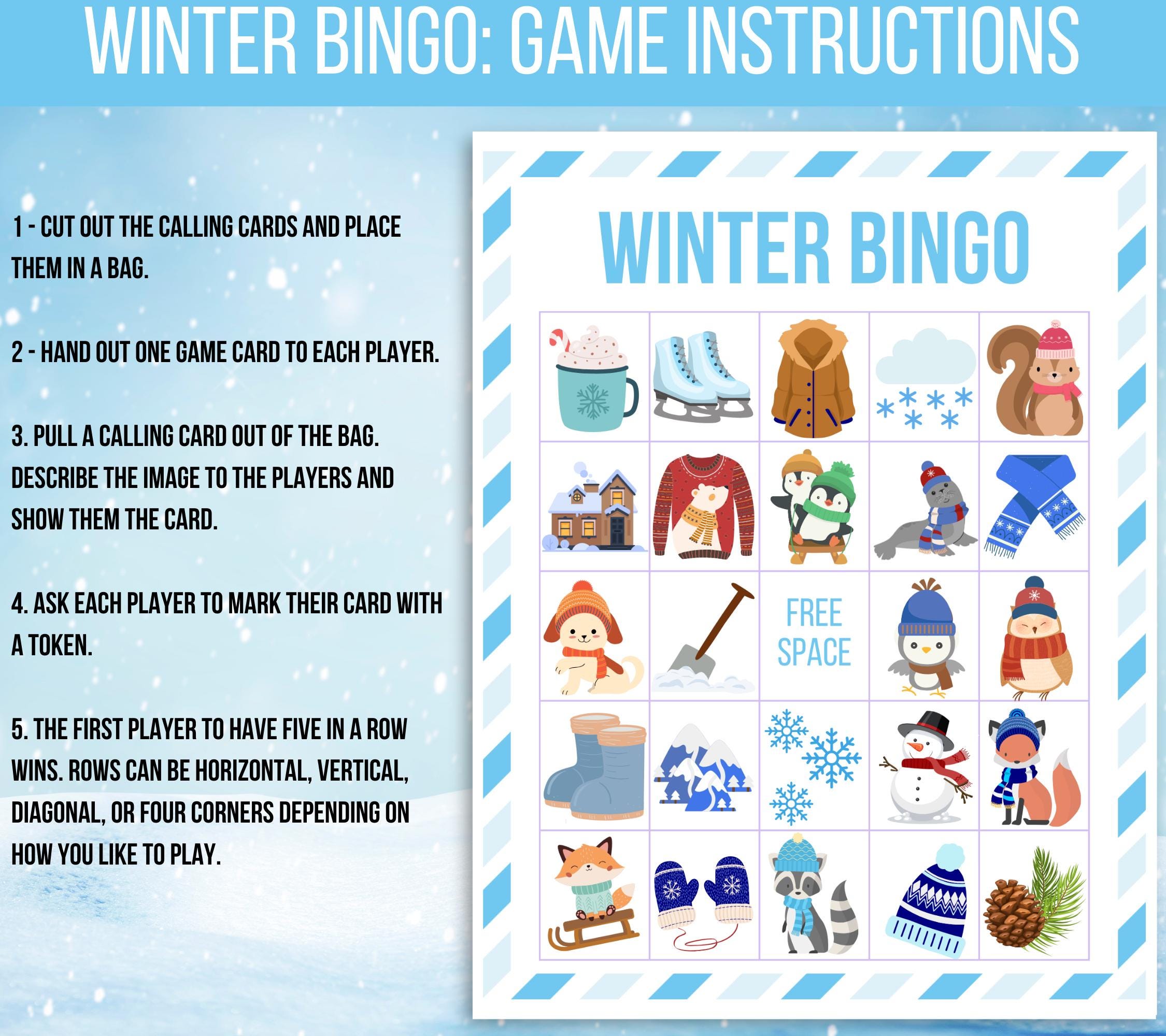 Winter Bingo, 30 Winter Bingo Cards, Winter Activity for Kids, Kids ...