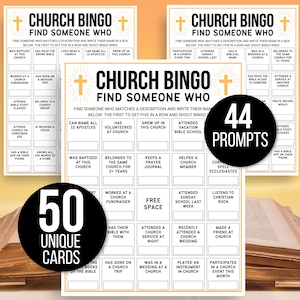 Church Bingo, 50 Church Bingo Cards, Christian Bingo, Find Someone Who ...
