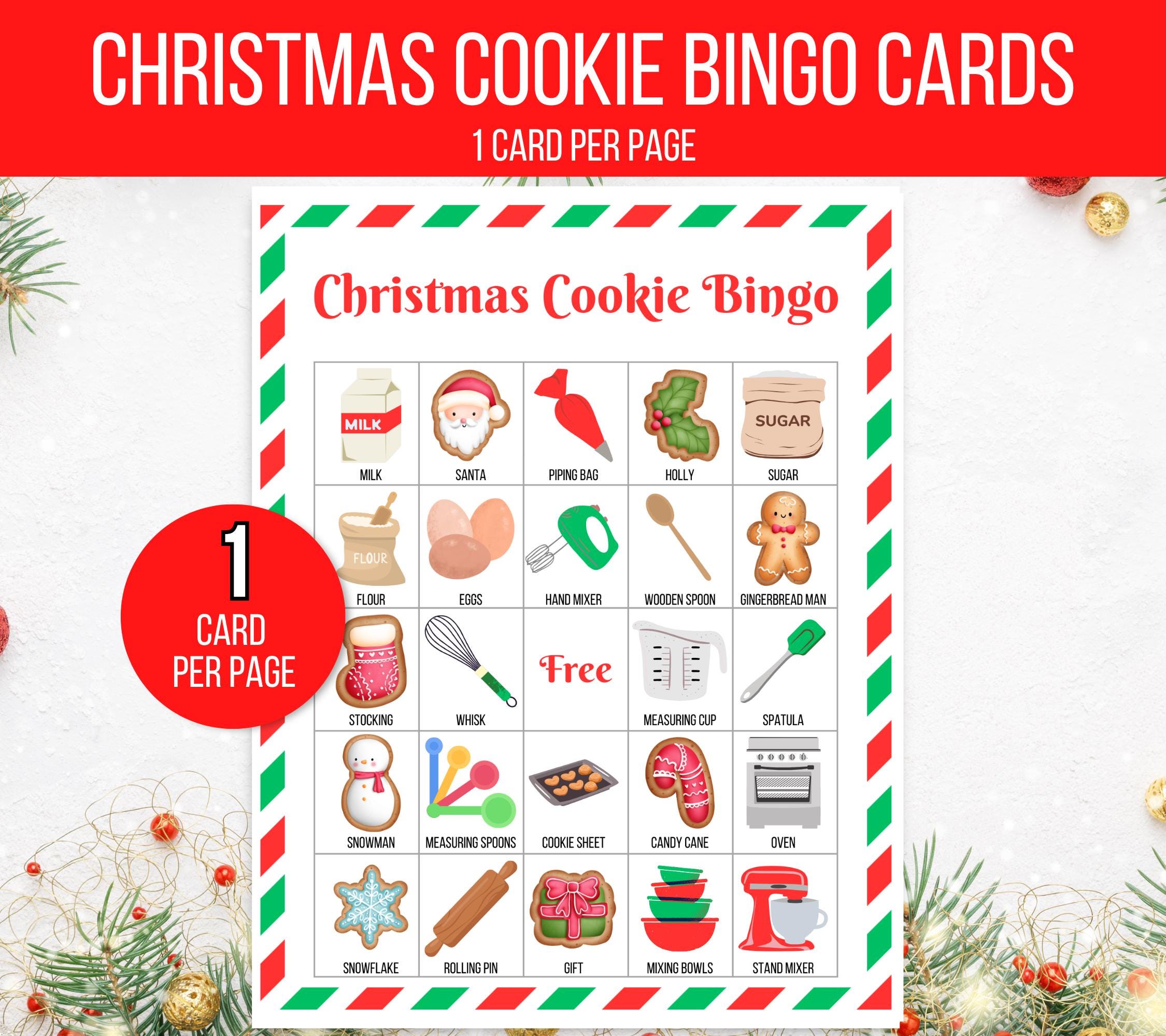 Christmas Bingo, 30 Baking Bingo Cards, Christmas Cookie Bingo Cards ...