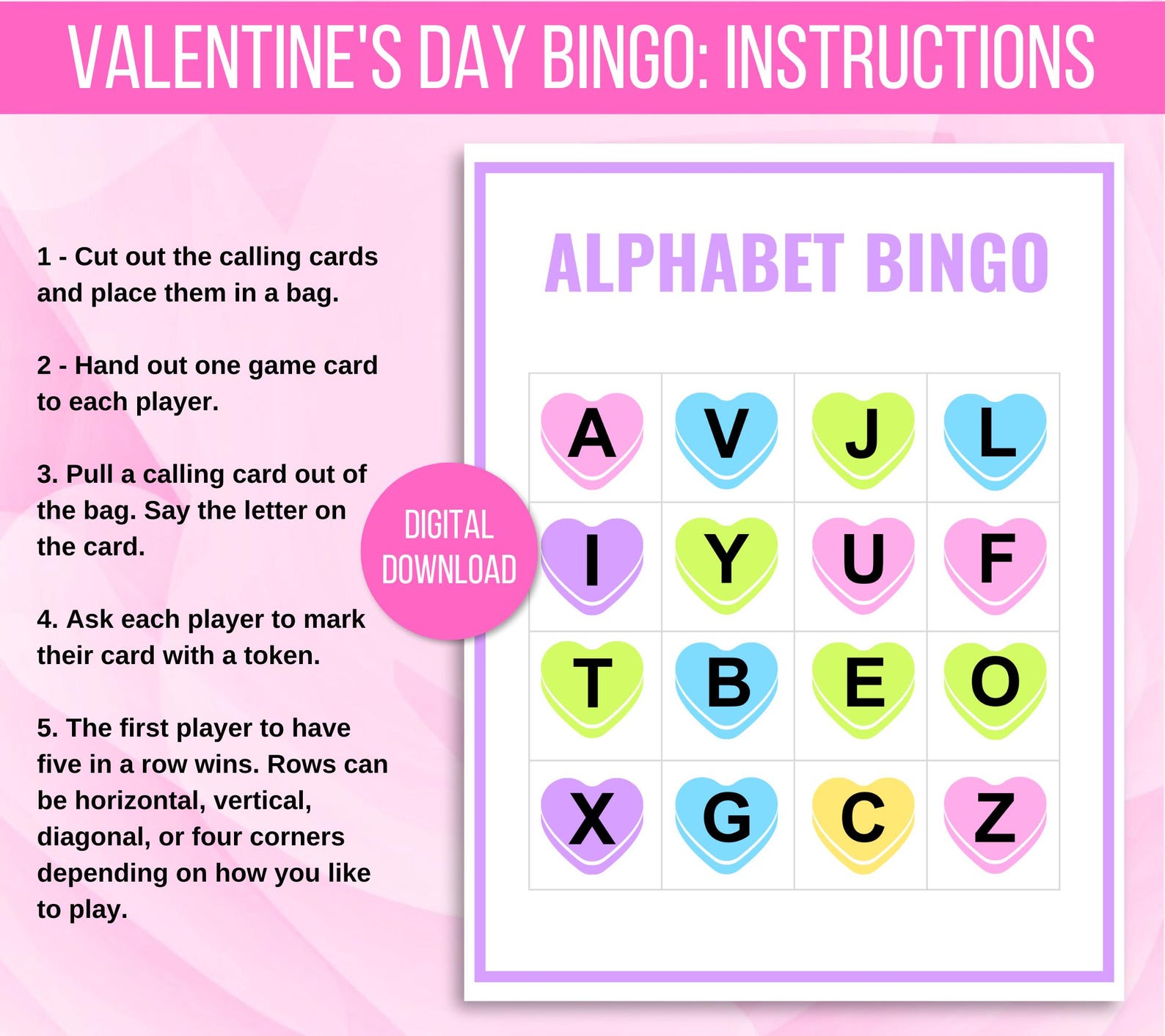 Valentine's Day Bingo, 30 Valentines Day Bingo Game Cards, Valentines ...