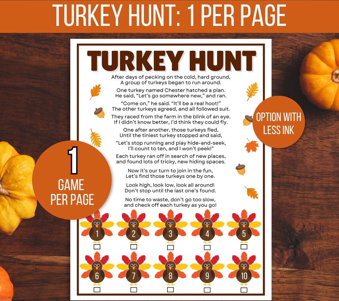Thanksgiving Scavenger Hunt, Turkey Hunt Game, Thanksgiving Treasure ...