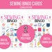 Sewing Bingo, 30 Printable Sewing Bingo Cards, Quilting Bingo, Sewing ...