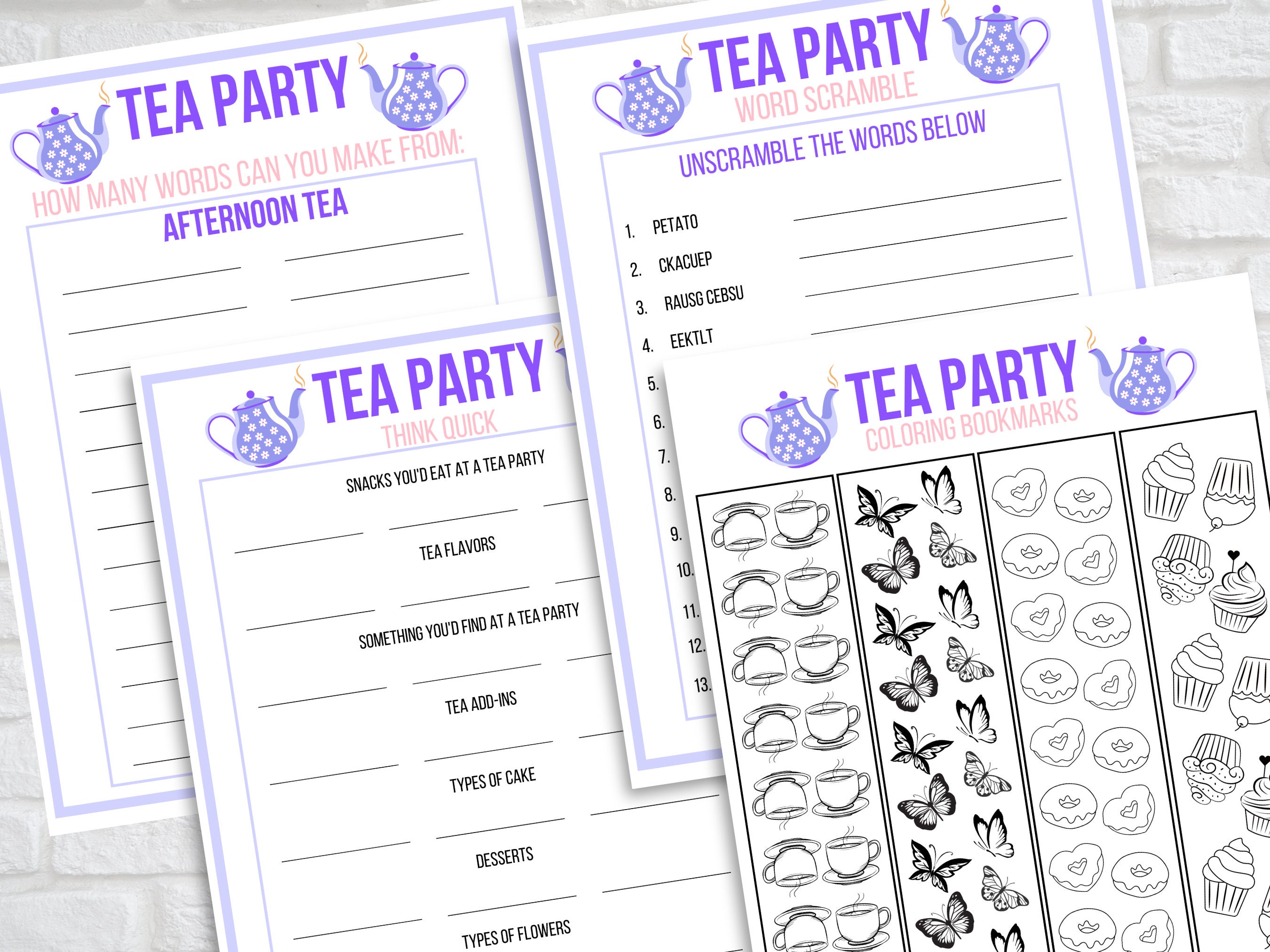 Tea Party Games Printable Tea Party Activities Girls Tea - Etsy UK