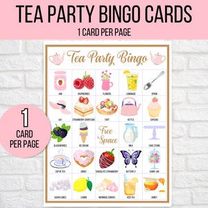 Tea Party Bingo, 40 Unique Printable Tea Party Bingo Cards, Tea Party ...