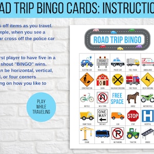 Road Trip Bingo 10 Printable Road Trip Bingo Cards Family - Etsy