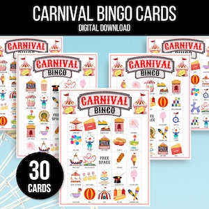 Carnival Bingo, Carnival Game, Carnival Party Activity, Carnival ...