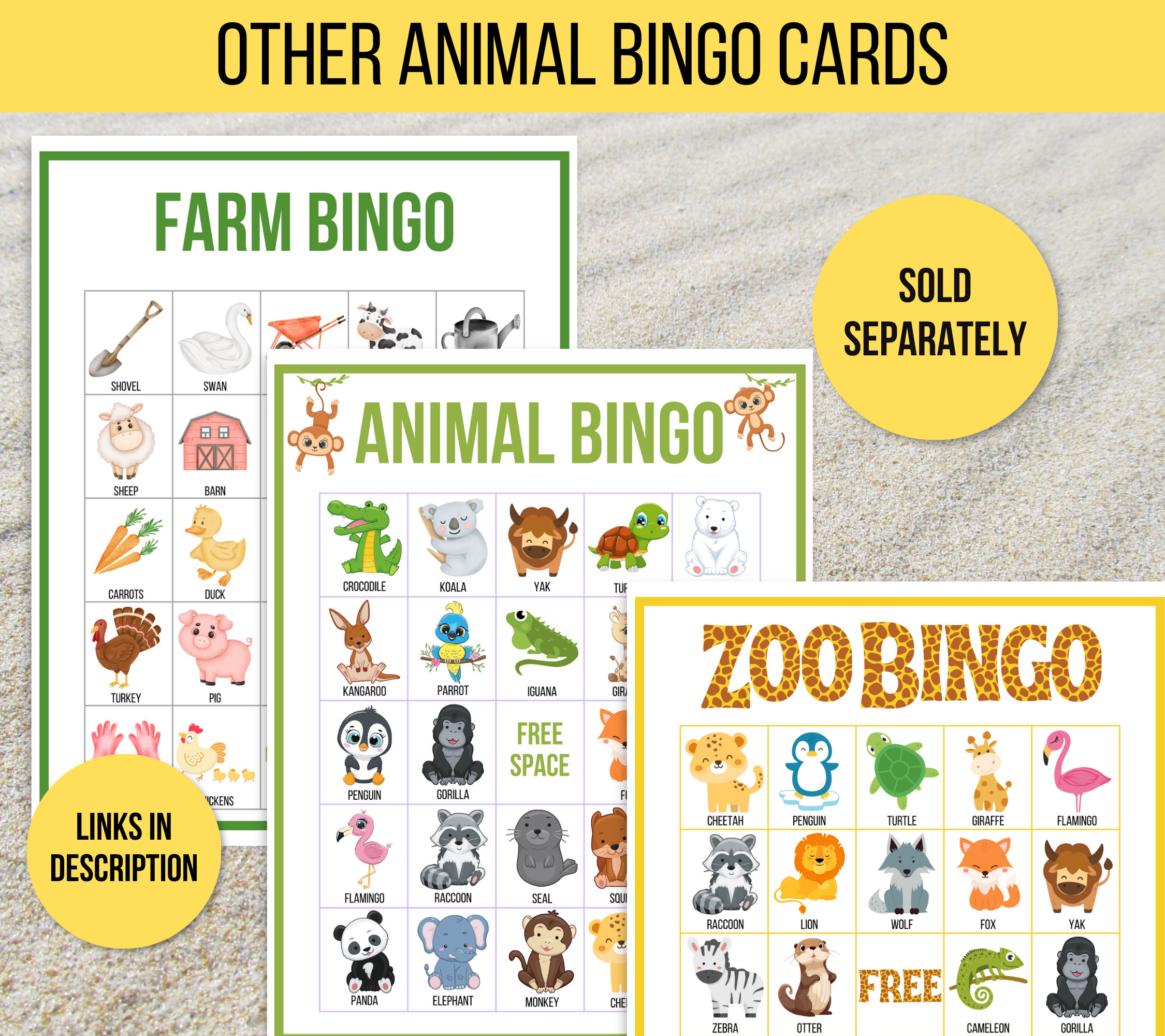 Animal Bingo, 30 Printable Animal Bingo Cards, Animal Party Game ...