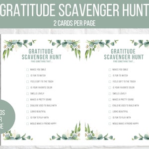 Gratitude Scavenger Hunt, Gratitude Scavenger Hunt for Kids, Gratitude ...