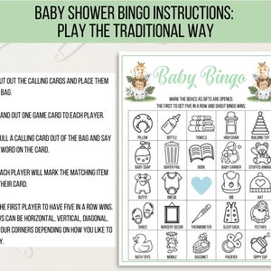 Baby Bingo, 50 Safari Baby Bingo Cards, Baby Shower Bingo, Baby Shower ...