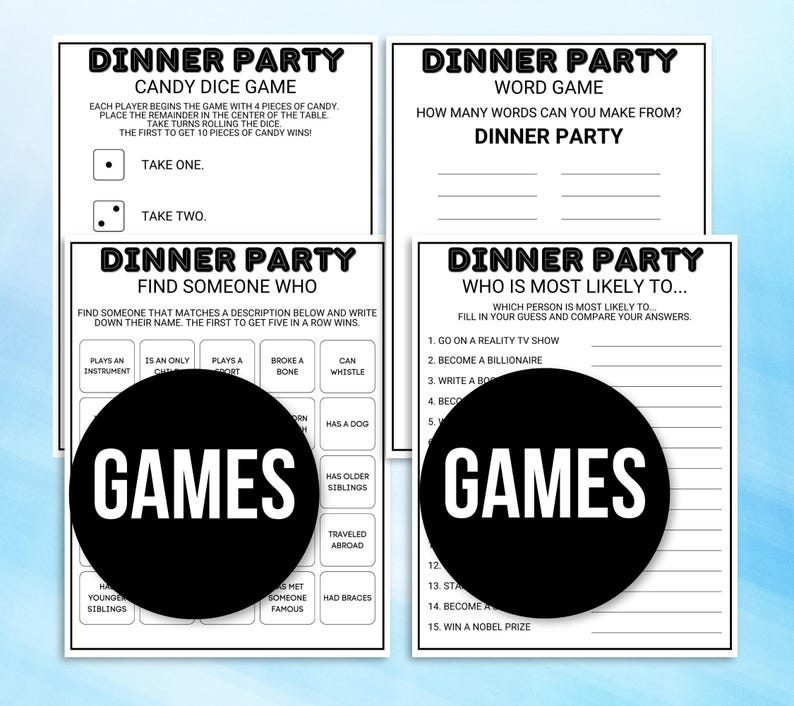 Dinner Party Games, Dinner Games, Icebreaker Games, Team Building Games ...