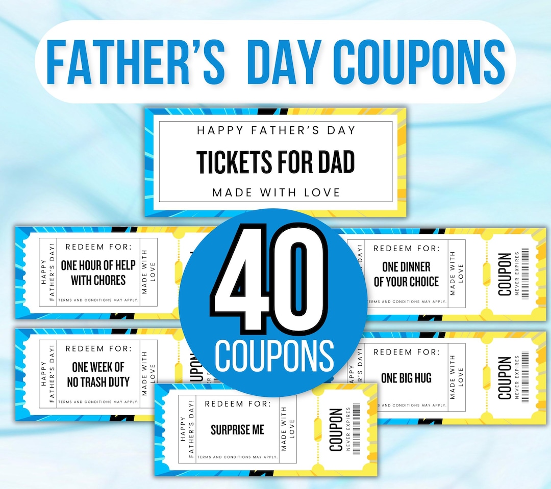 Father's Day Coupon Book, Fathers Day Coupons, Father's Day Gift, DIY ...
