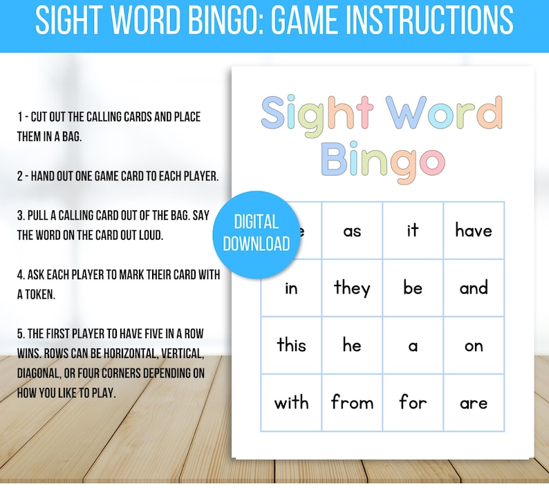 Sight Words Bingo, 120 Sight Words Bingo Cards, Fry's First 100 Words ...