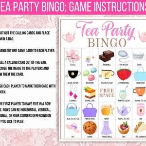 Tea Party Bingo, 100 Unique Printable Tea Party Bingo Cards, Tea Party ...