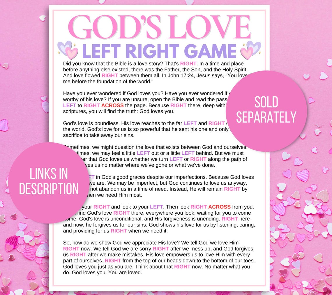 God's Love Pass the Prize Game, Pass the Prize Gods Love Game, Church ...