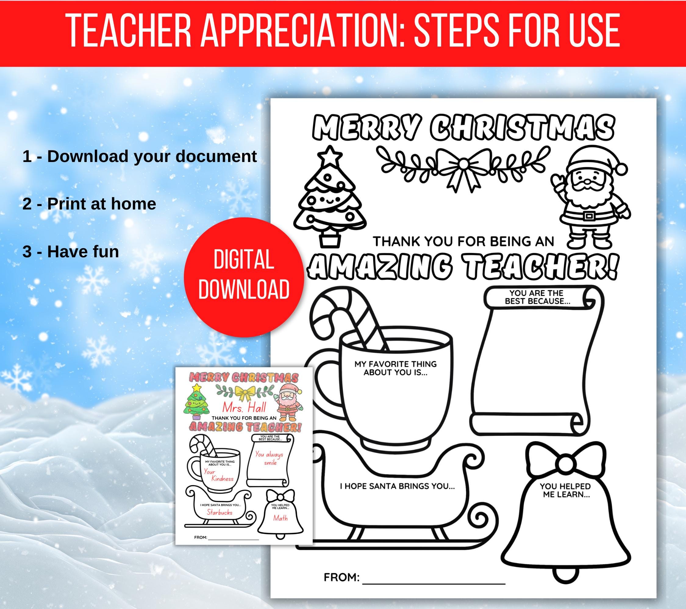 Christmas Teacher Appreciation Gift, Christmas Teacher Thank You Gift ...