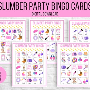 Slumber Party Bingo, Pajama Party Bingo, Sleepover Bingo, 30 Slumber ...