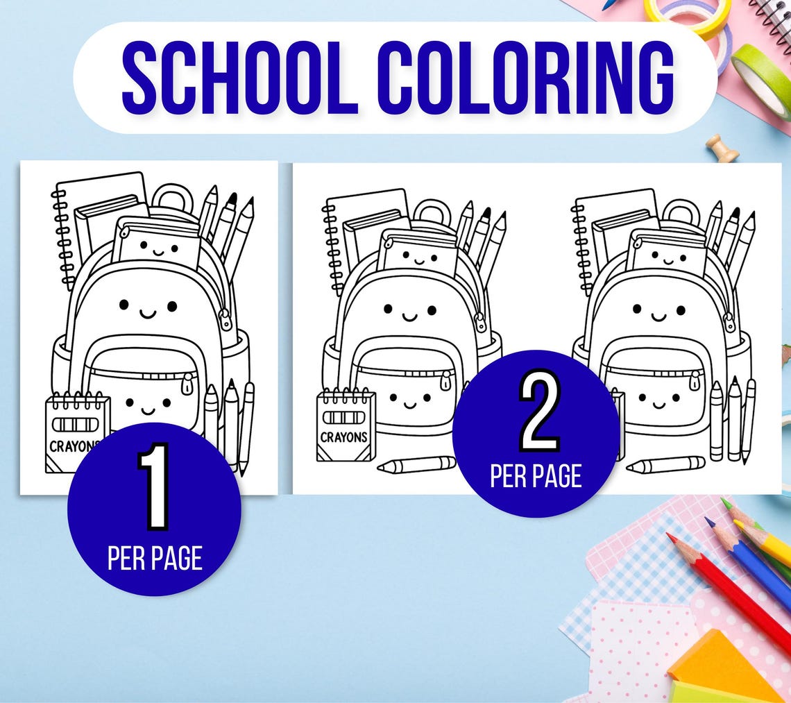 Back to School Coloring Pages, School Coloring Book, Back to School ...