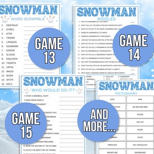 Snowman Games, Winter Party Games, Snowman Party Games, Snowman Class ...