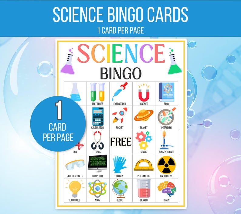 Science Bingo, 30 Printable Science Bingo Cards, Chemistry Bingo, Mad ...