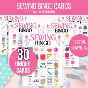 Sewing Bingo, 30 Printable Sewing Bingo Cards, Quilting Bingo, Sewing ...