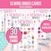 Sewing Bingo, 30 Printable Sewing Bingo Cards, Quilting Bingo, Sewing ...