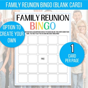 Family Reunion Bingo, Find Someone Who Bingo, Find the Relative Bingo ...