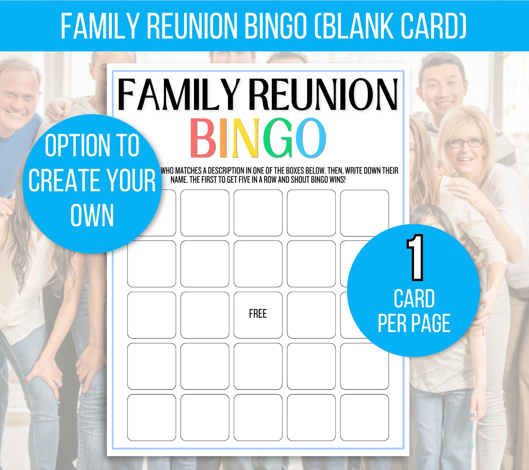 Family Reunion Bingo, Find Someone Who Bingo, Find the Relative Bingo ...
