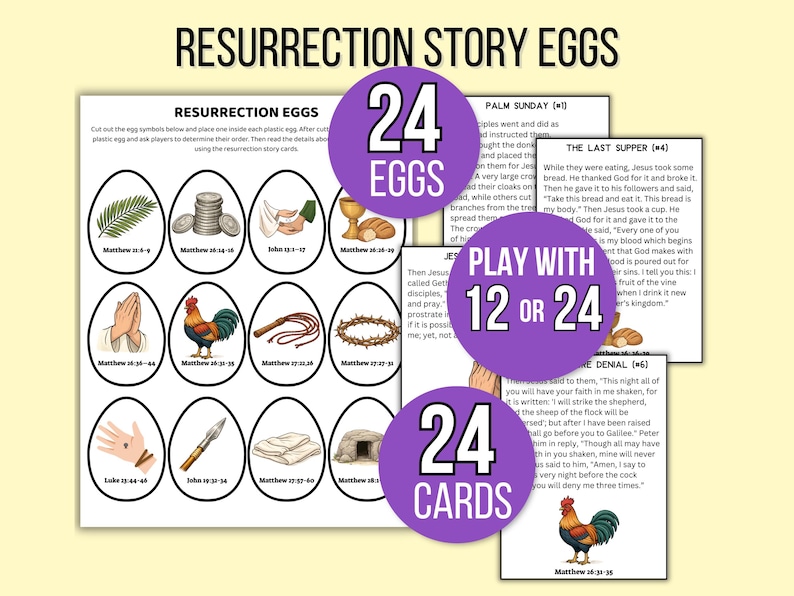 Printable Easter Story, Resurrection Story Cards, Resurrection Eggs ...