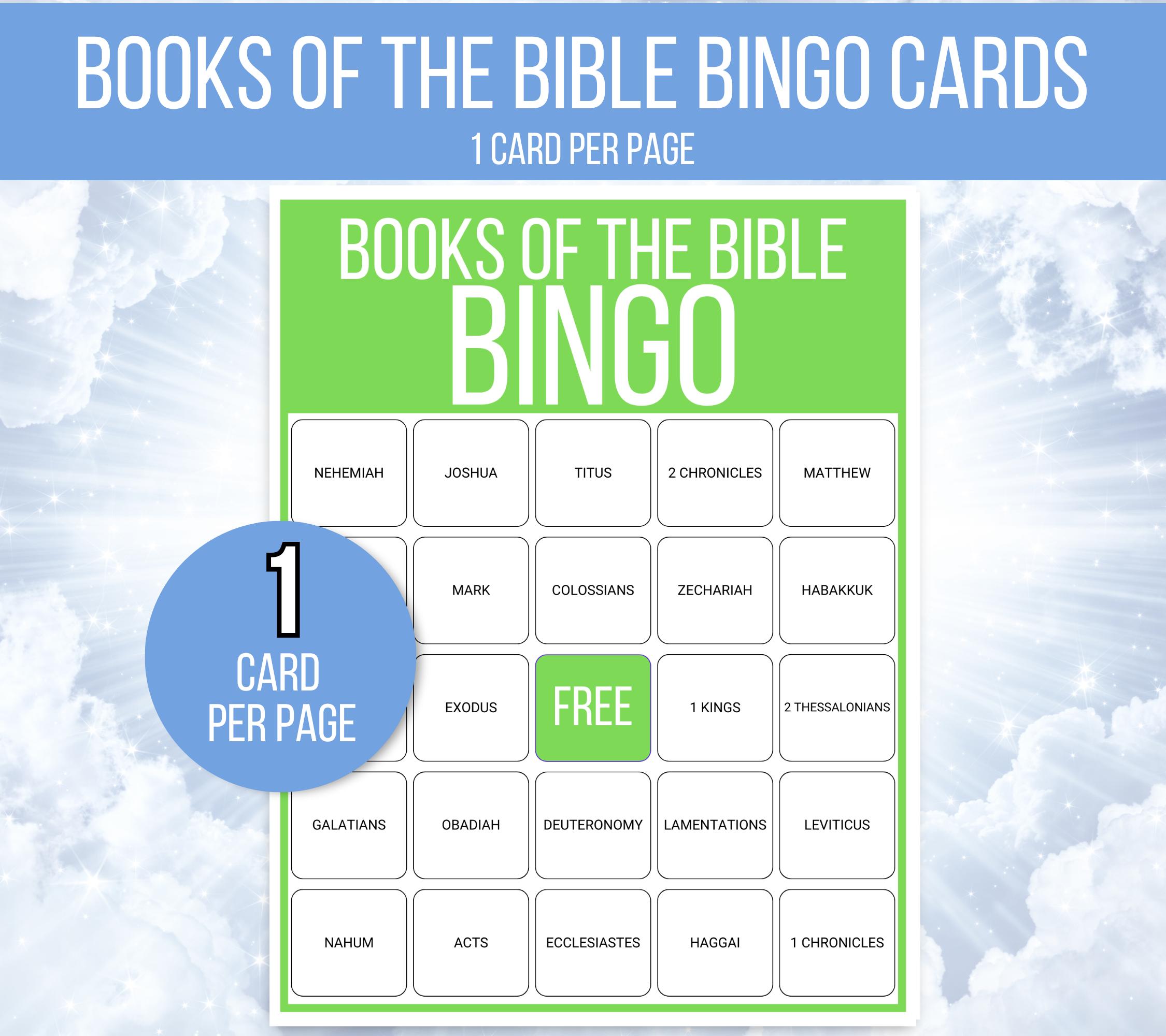 Books of the Bible Bingo, Bible Bingo, 60 Bible Bingo Cards, Bible ...