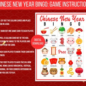 Chinese New Year Bingo, 30 Chinese New Year Bingo Cards, Chinese New ...