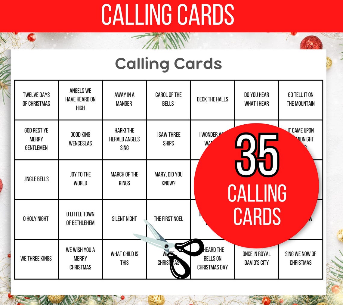 Christmas Carol Bingo, 50 Printable Christmas Carol Bingo Cards ...