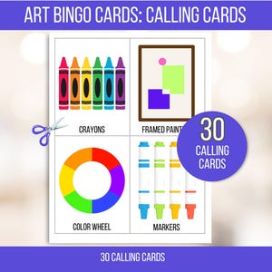 Art Bingo, 30 Printable Art Bingo Cards, Art Game, Art Party Game, Art ...