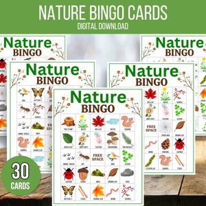 Nature Bingo, 30 Printable Nature Bingo Cards, Nature Party Game ...