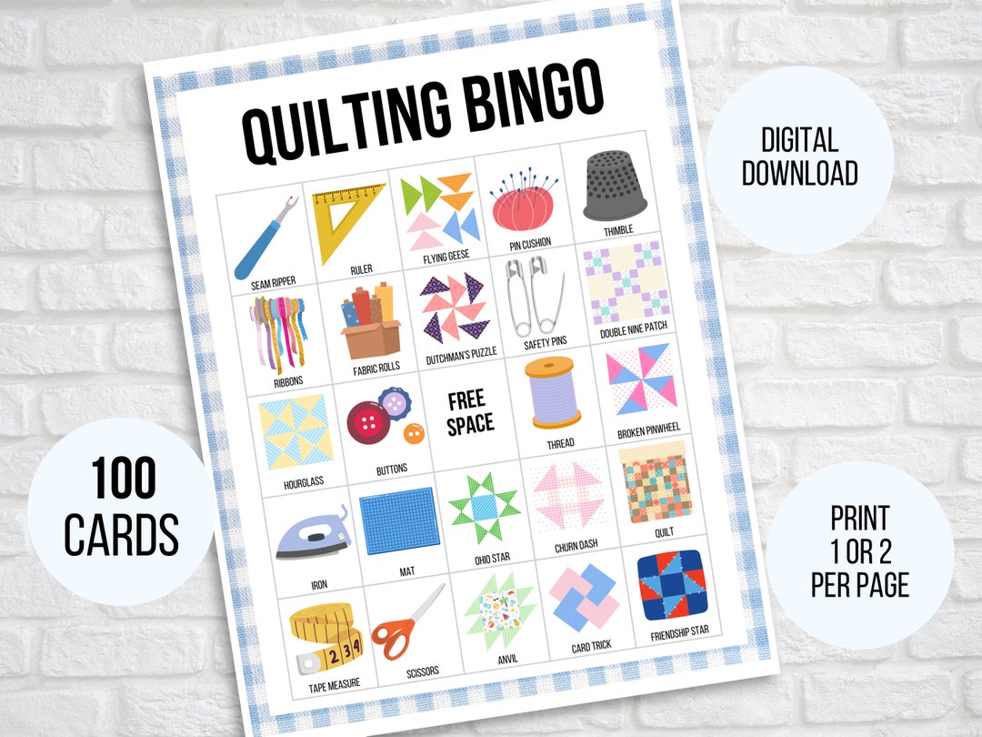 Quilt Bingo 100 Printable Quilt Bingo Cards Quilting Bingo - Etsy